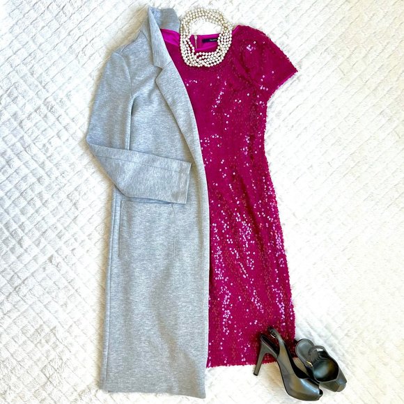 Tahari | Dresses | Tahari Raspberry Sequin Cocktail Dress Size 6 | Poshmark